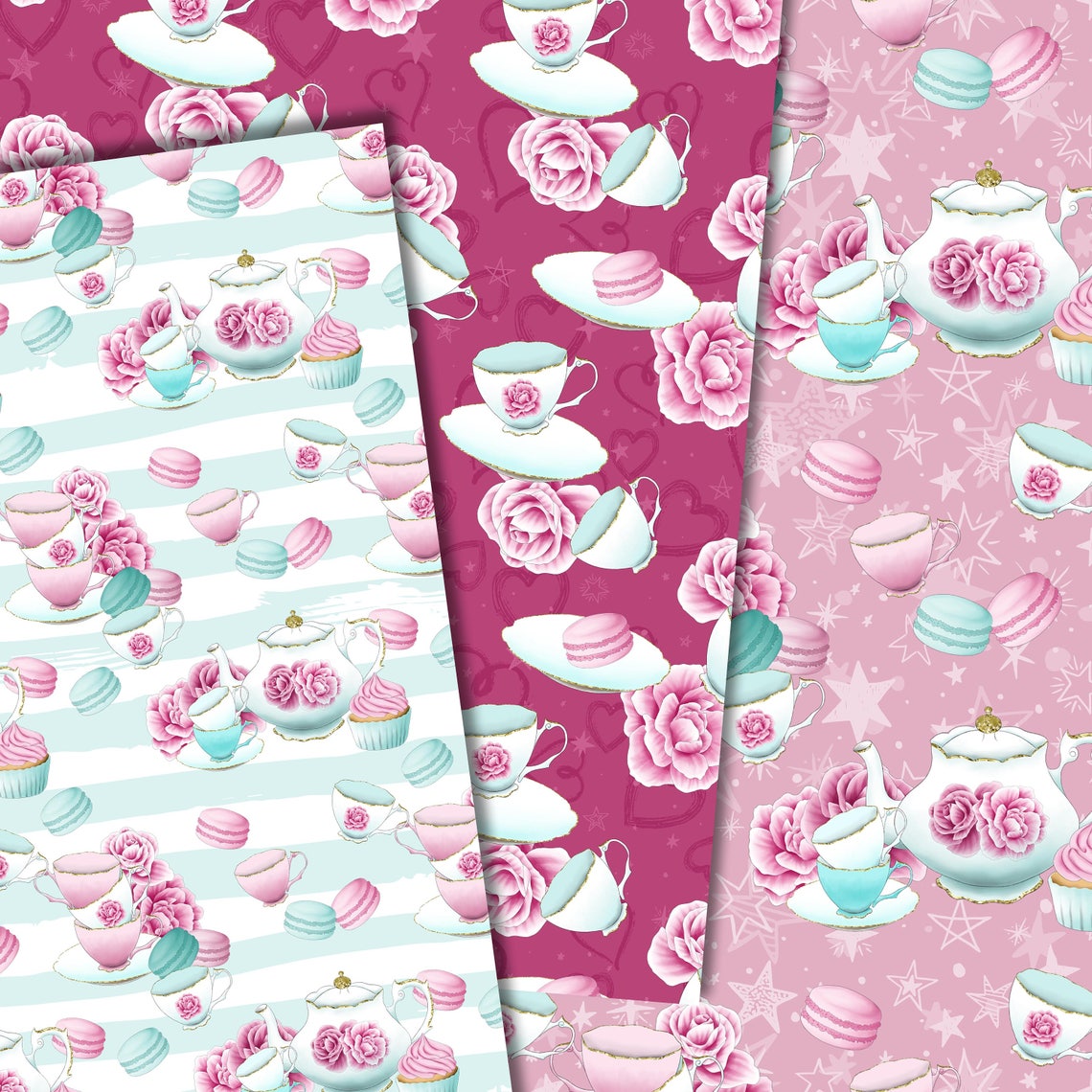 Tea Digital Paper Scrapbook Paper Planner Supplies Sticker | Etsy