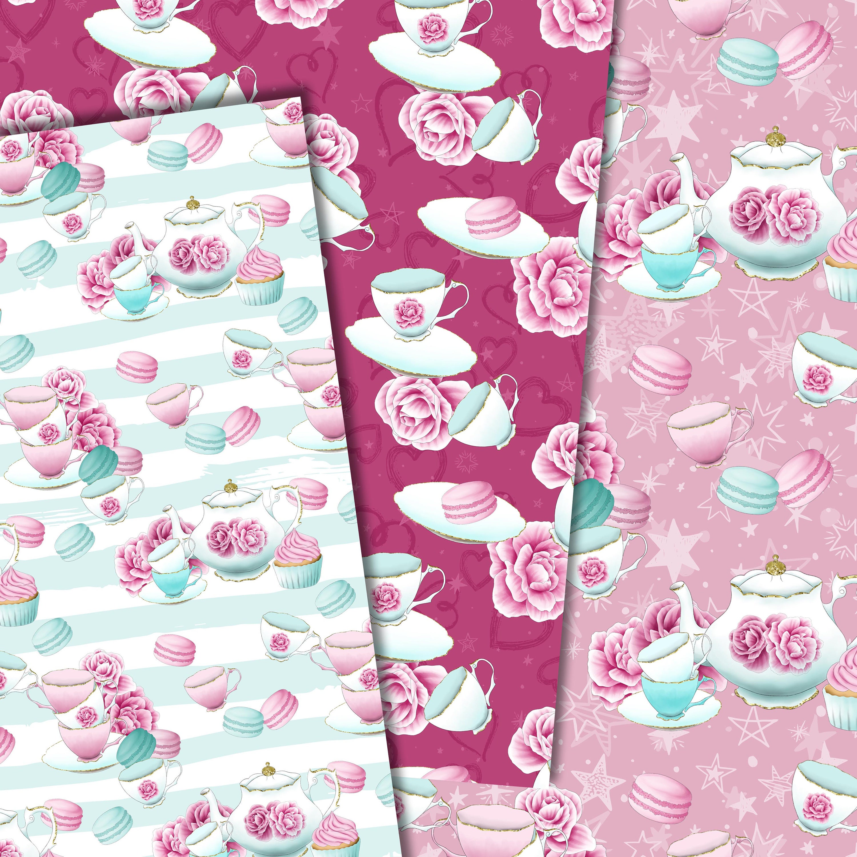 Tea Digital Paper Scrapbook Paper Planner Supplies Sticker | Etsy