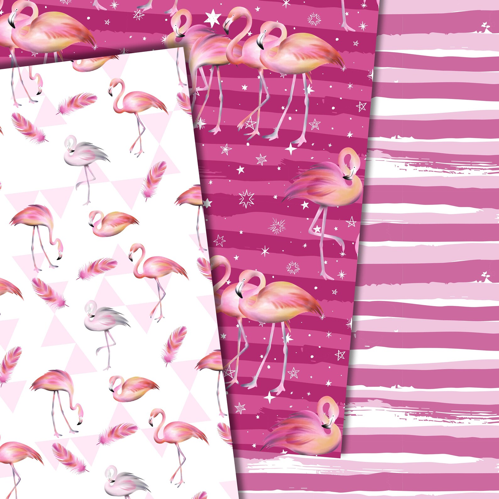 Flamingo Digital Paper Flamingo Pattern Planner Supplies - Etsy