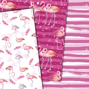 Flamingo Digital Paper, Flamingo Pattern, Planner Supplies, Sticker ...