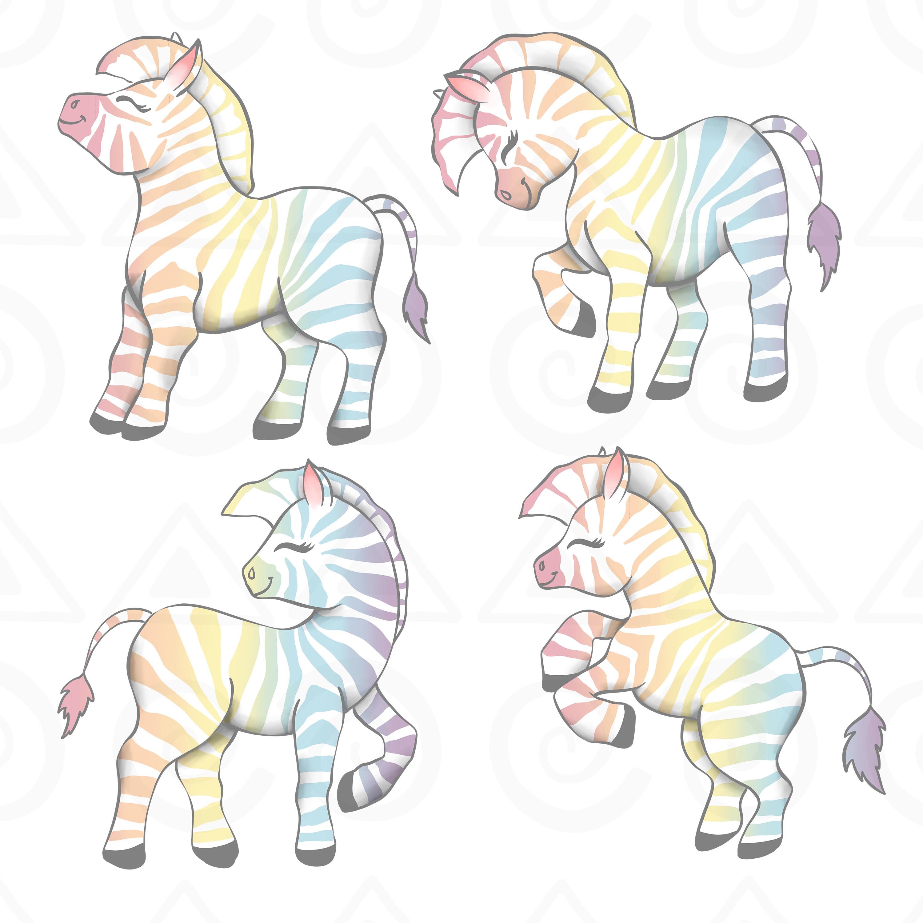 Rainbow Zebra Clipart Zebra Clipart Rainbows Illustration - Etsy