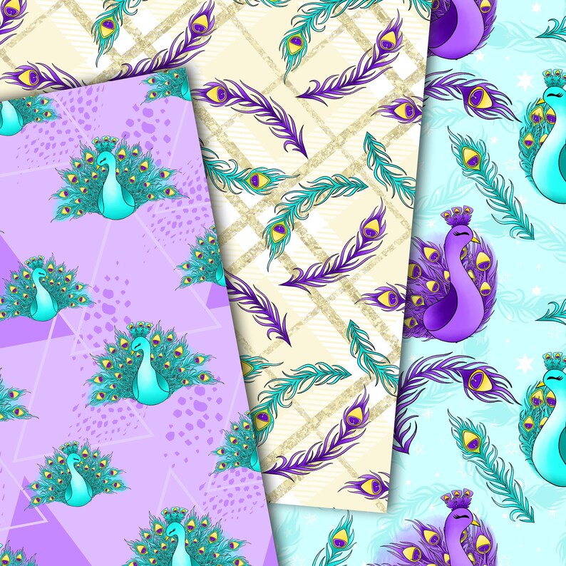 Peacock digital paper Peacock pattern Peacock feathers | Etsy