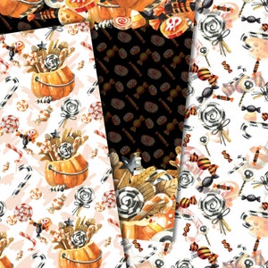 Halloween Digital Paper, Halloween Witch Pattern, Sweets Paper Pack ...
