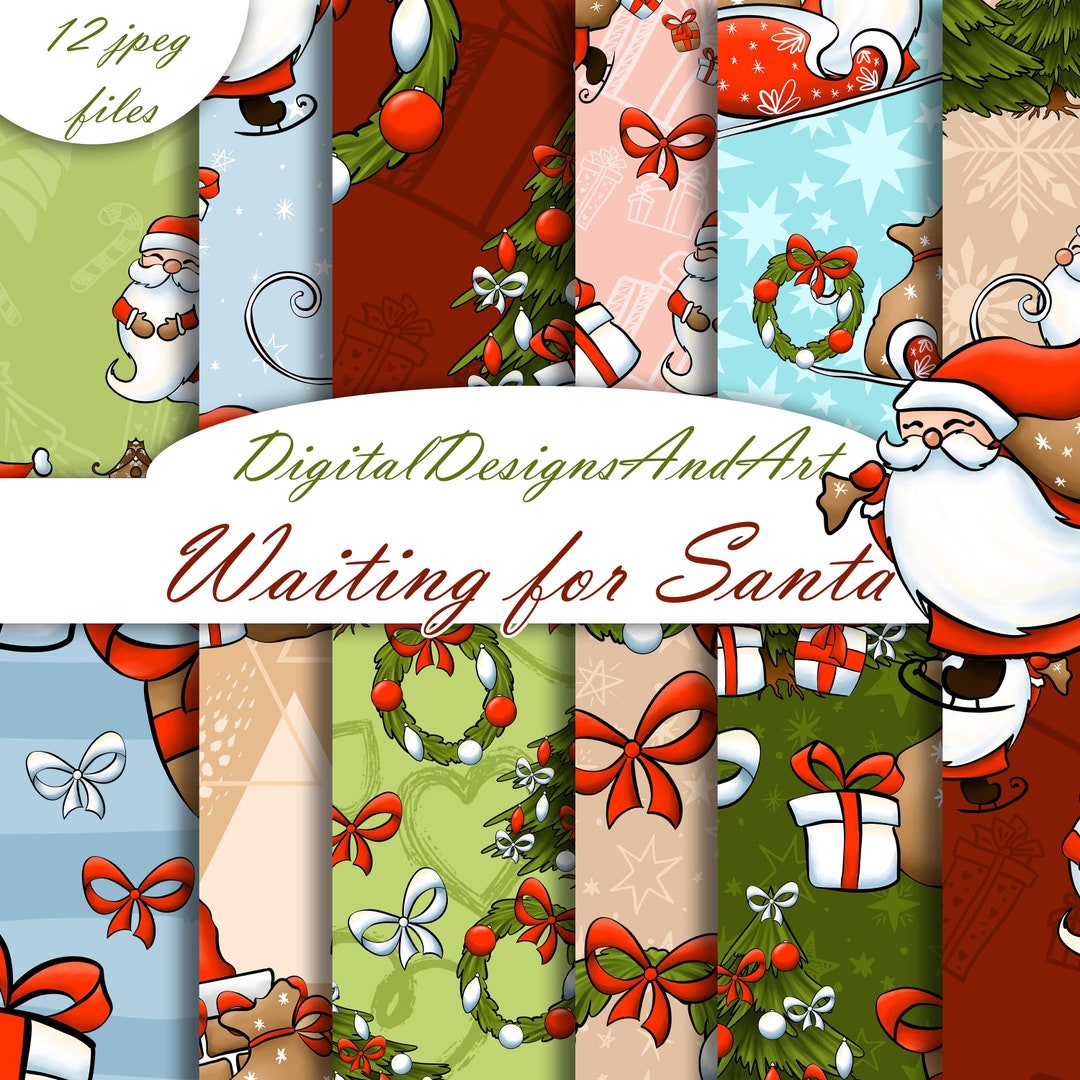 Santa Claus Paper, Santa Paper, Santa Pattern, Christmas Paper ...