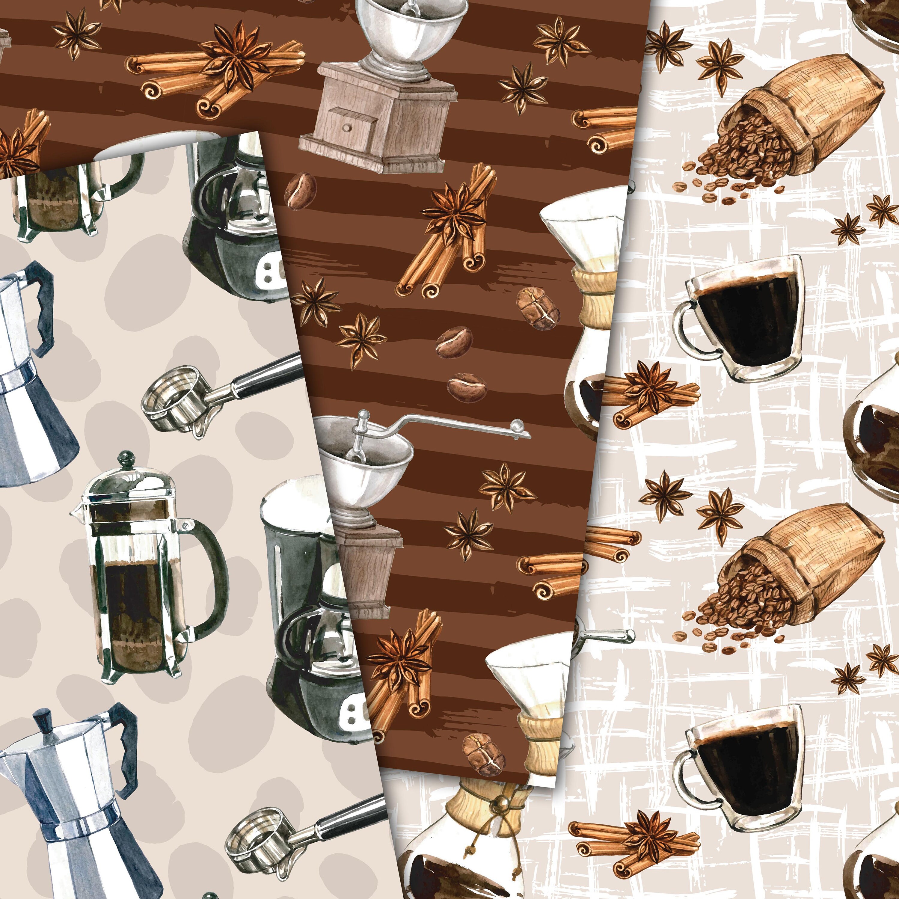 Coffee seamless paper Scrapbook paper Morning coffee | Etsy