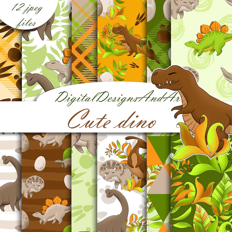 Dinosaur Digital Paper Dinosaur Pattern Seamless Pattern - Etsy Australia