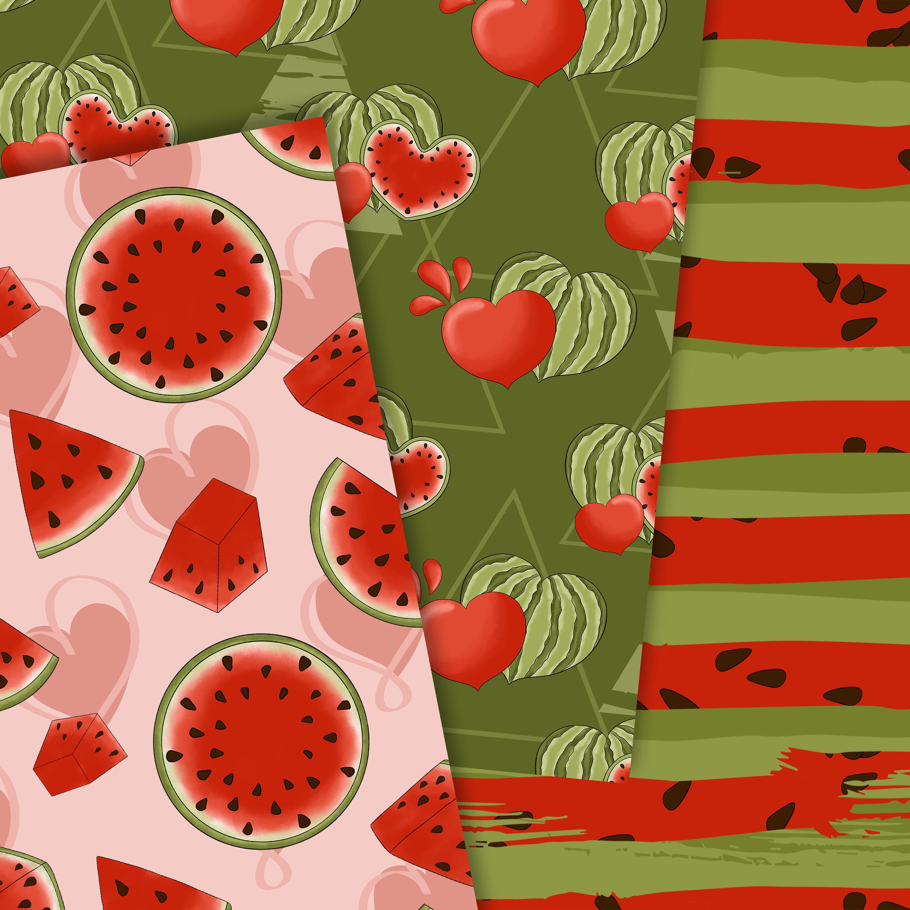 Watermelon paper Melon digital paper Watermelon pattern | Etsy