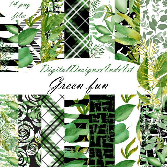 Seamless pattern green leaves digital paper green leaf pattern leaves ...