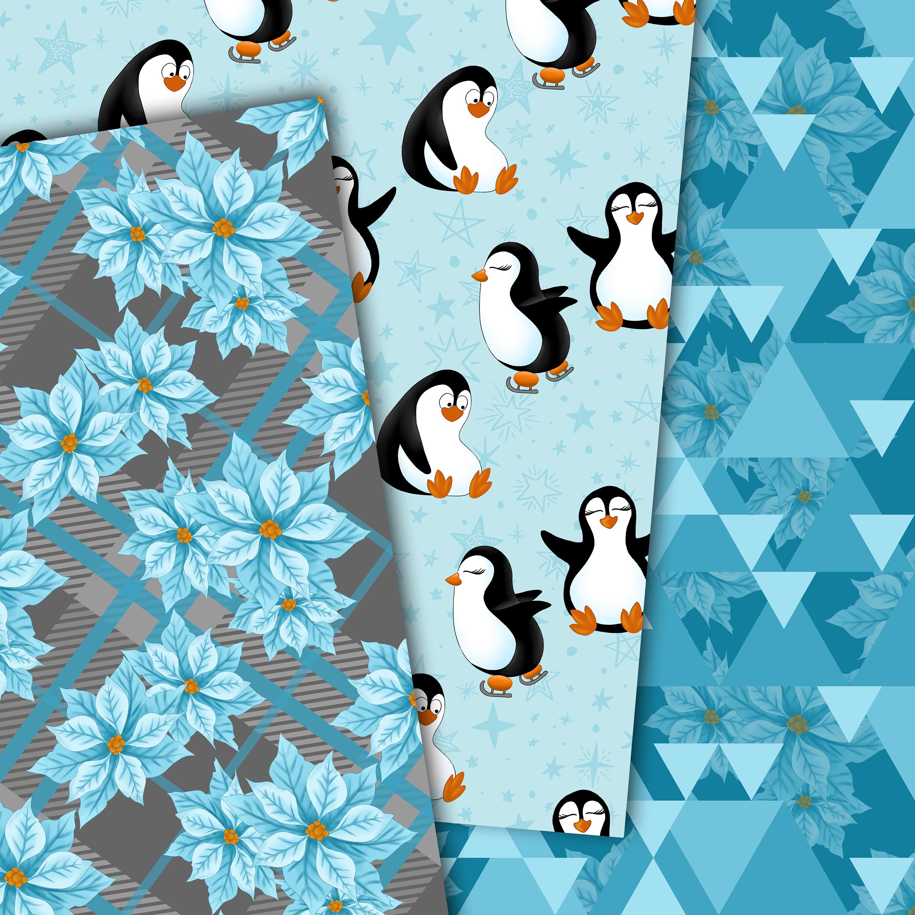 Penguins Paper Seamless Pattern Winter Planner Paper | Etsy