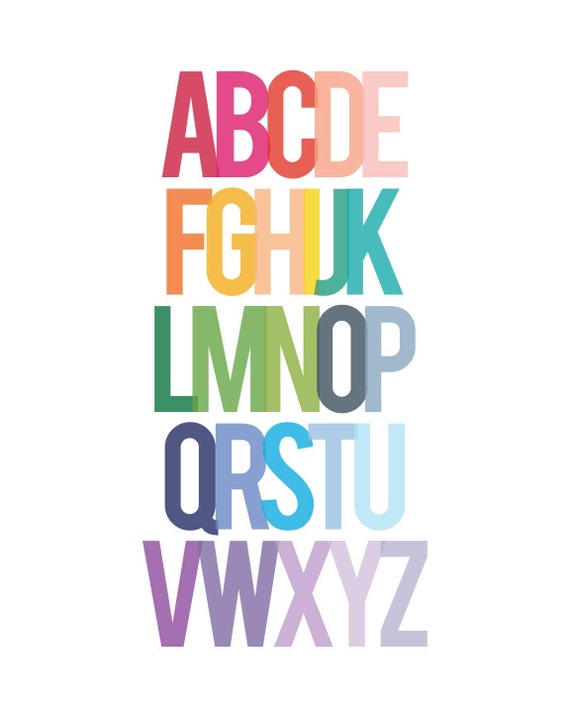 Digital Prints rainbows alphabet poster gender neutral modern Digital ...
