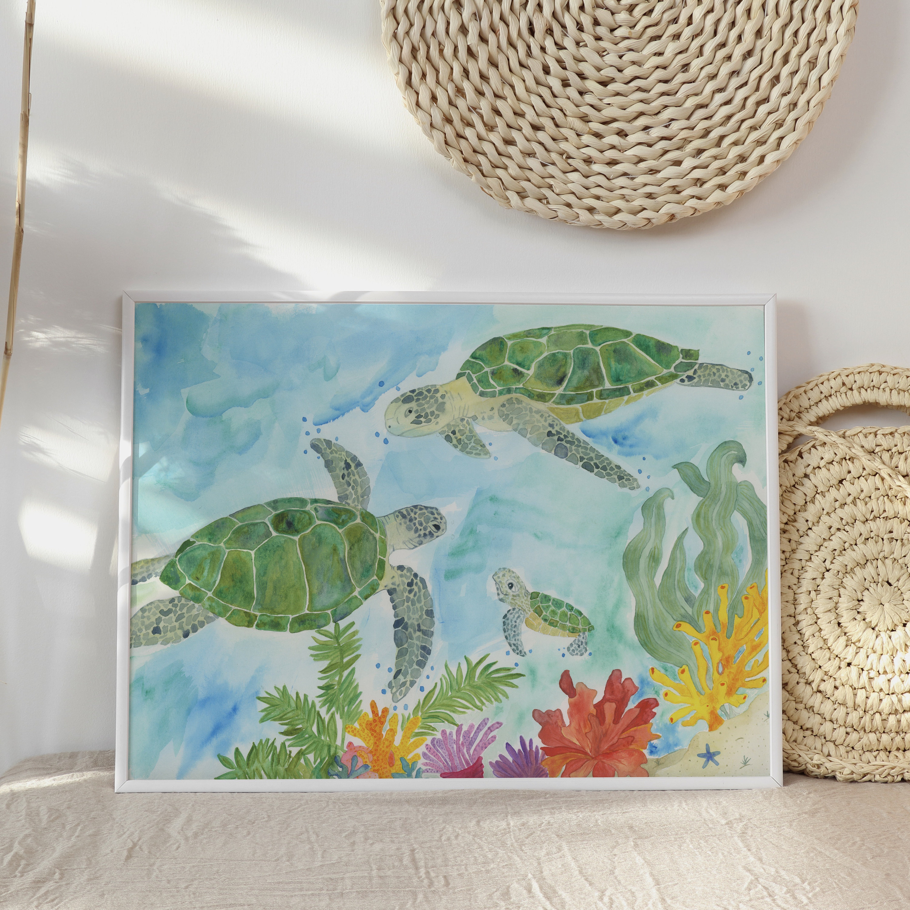 Sea Turtle Wall Art Watercolor Print, Sea Turtle Painting Print, Beach ...