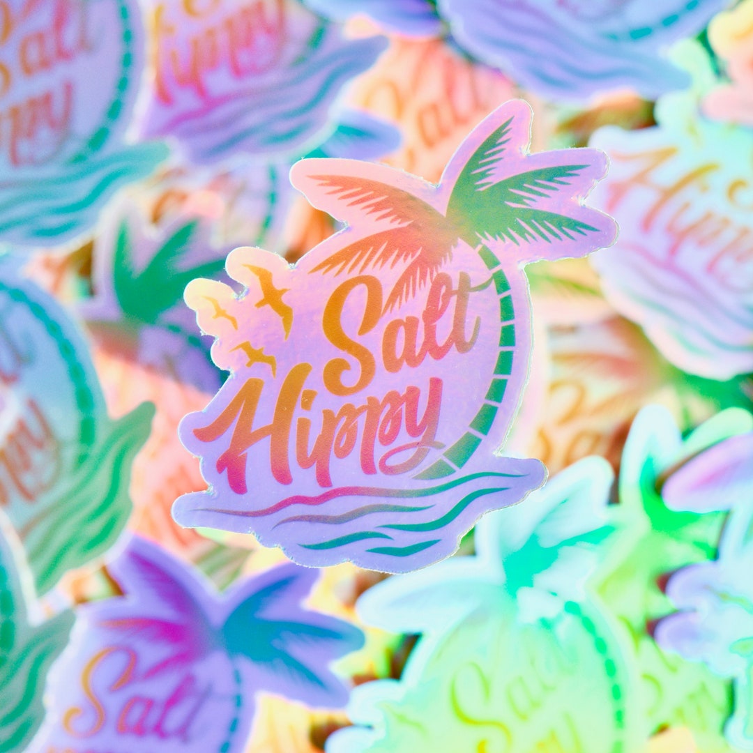 Holographic Beach Vinyl Sticker - Beach Die Cut Sticker - Lap Top ...