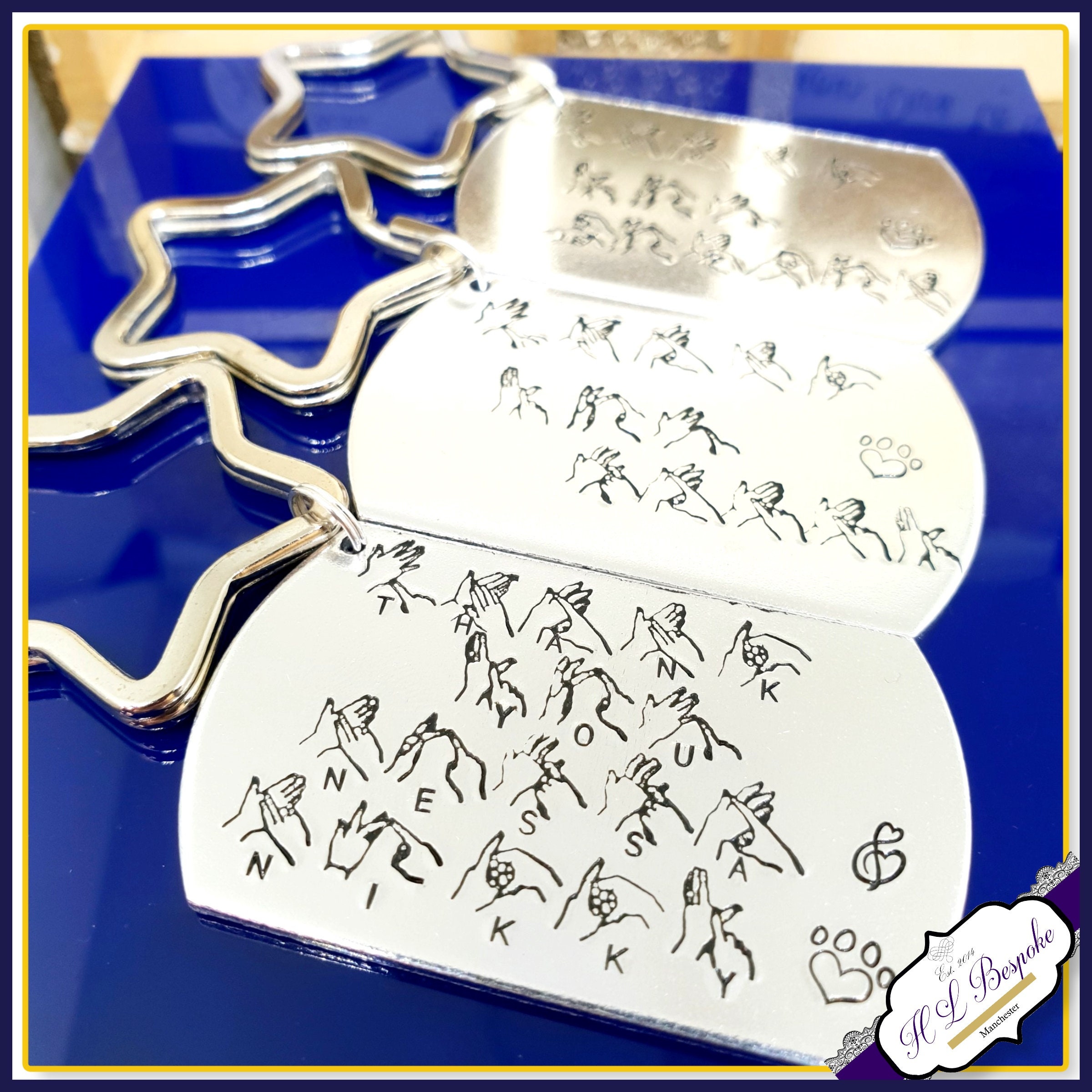 Personalised Thank You BSL Gift BSL Thank You Keyring | Etsy