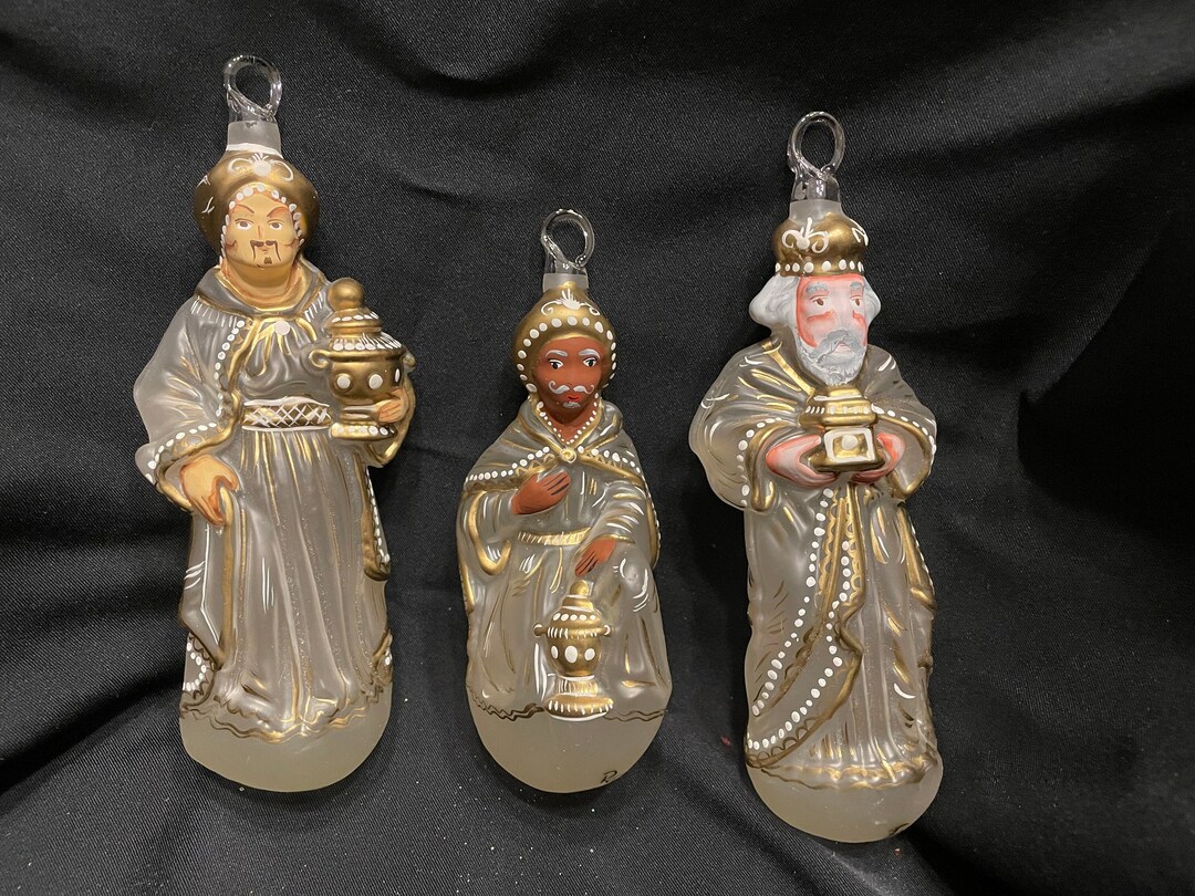 3 Glass Wise Men Artist Signed 1990s Hand Painted Magi Vintage Blown ...