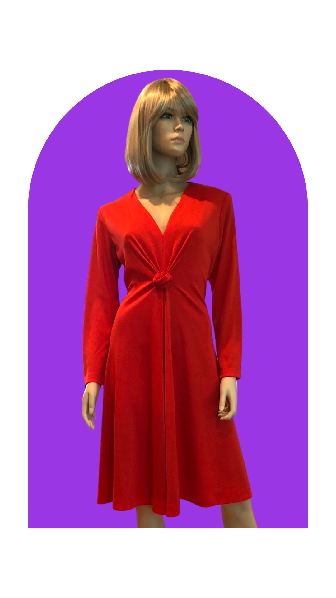 1970’s Short Red Dress, Vintage Little Red Dress, Studio 54, 70’s Low ...