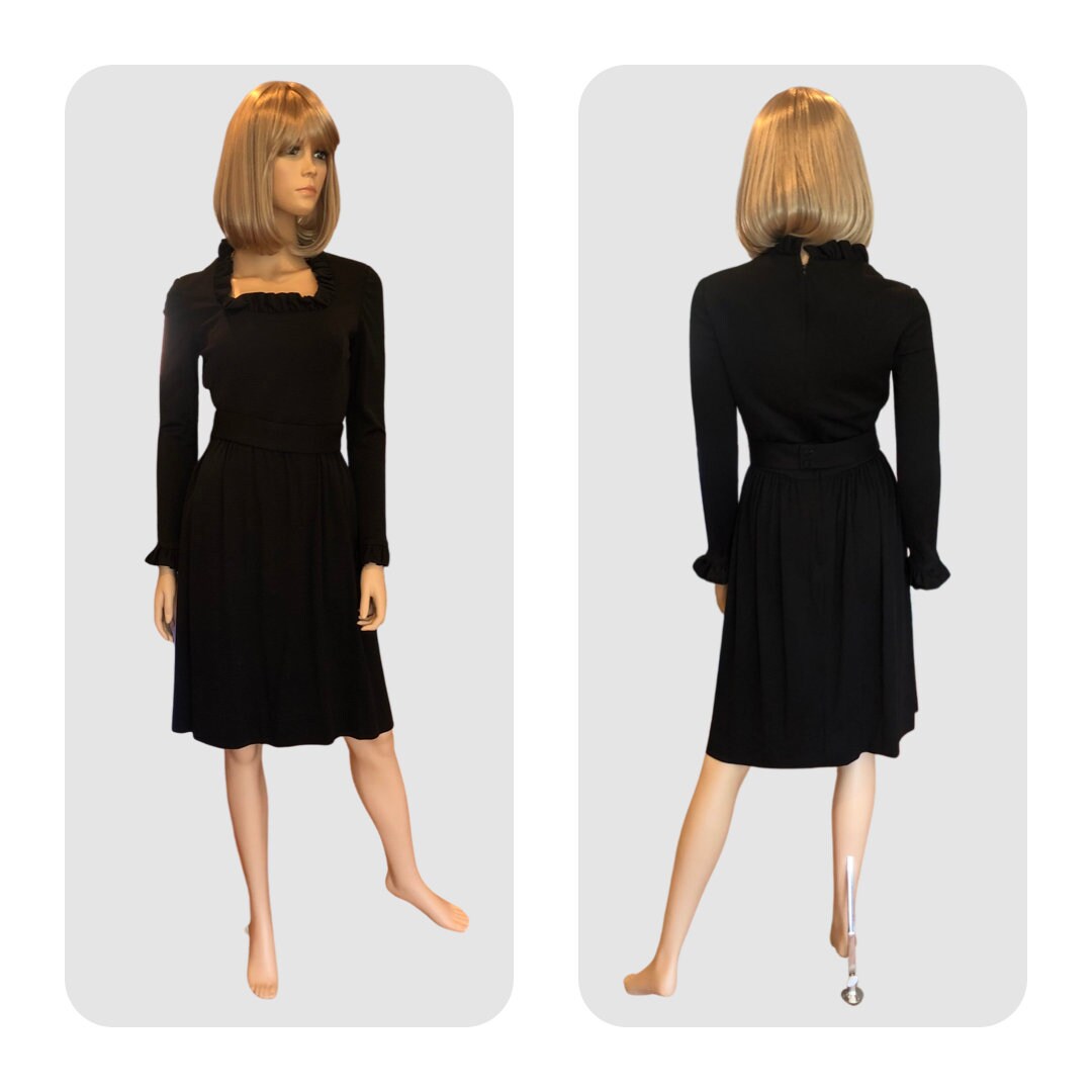 1970’s Black Mini Dress, Lilli Diamond California, Vintage 70’s Little ...