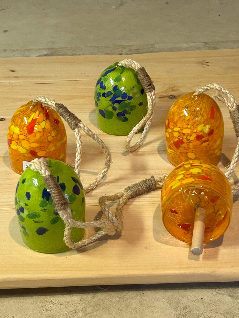 Hand Blown Art Glass Garden Chime Bell Positivity Line From Kitris of ...