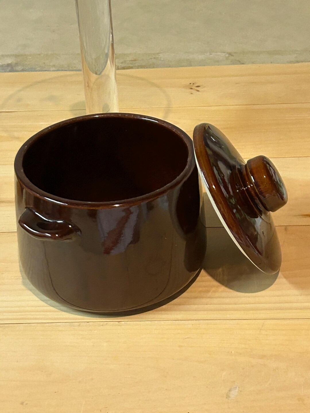 Vntg 1950s West Bend USA Bean Pot W Lid Brown Glaze Stoneware 7" Height ...