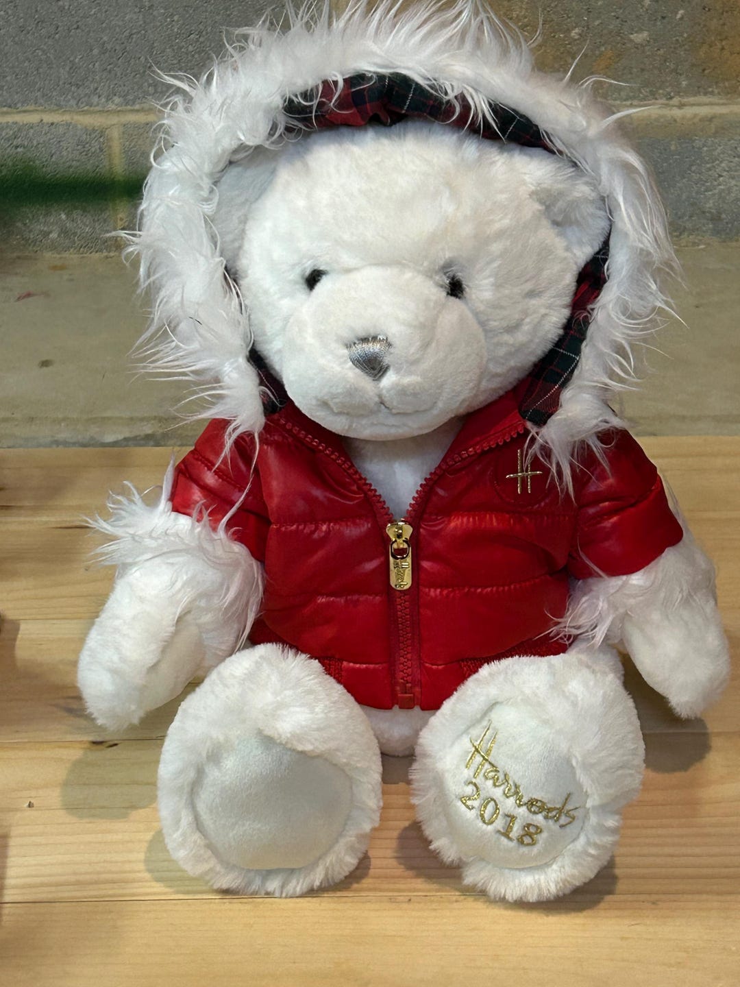 Harrods 2018 "oliver" Bear With Plaid Hood and Red Jacket - Etsy