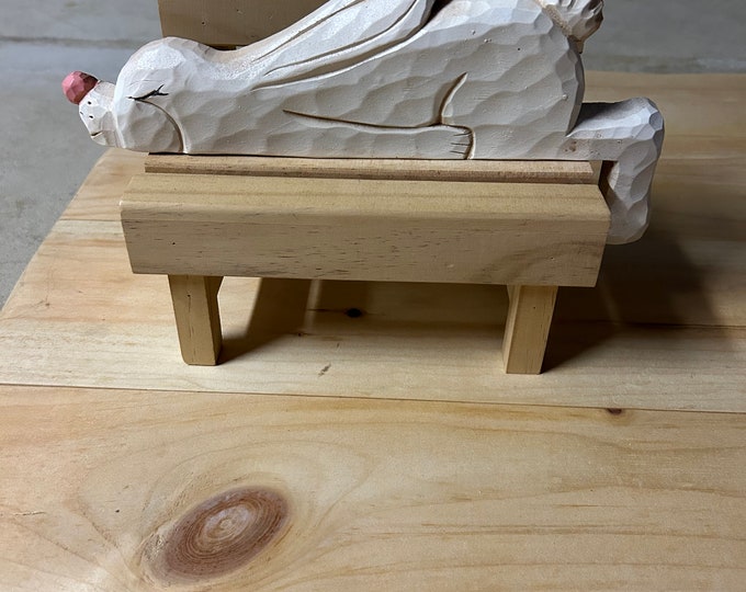 John Melohn 1998 Flat Carved Rabbit on Separate Manufactured Bench - Etsy
