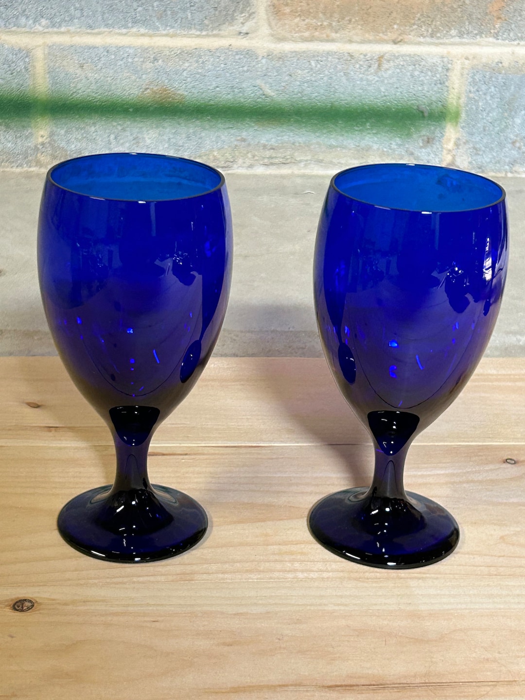 Libbey Cobalt Blue Drinking Water Goblets Glasses 7” Tall Set of 2 - Etsy