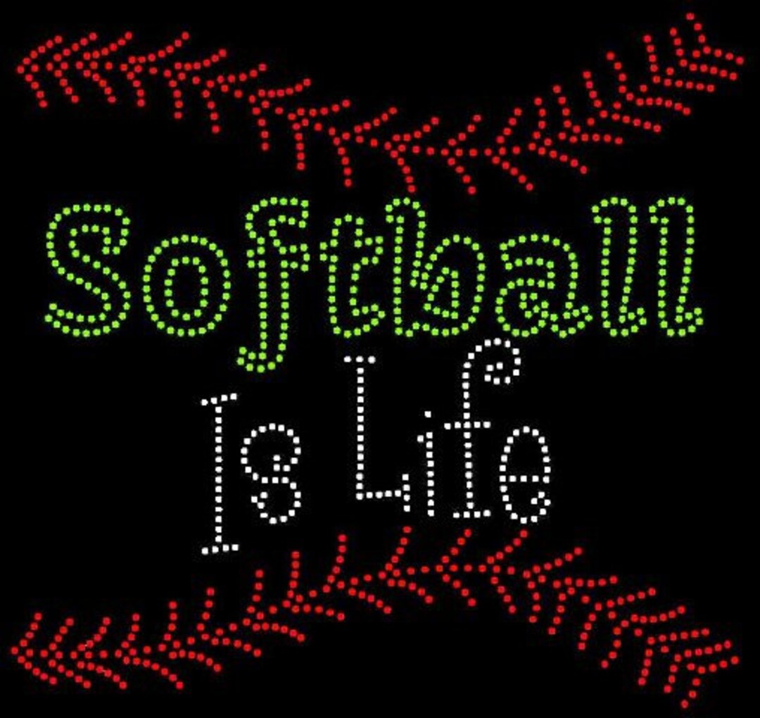Softball is Life Rhinestone Sparkles Iron on Transfer Applique DIY - Etsy