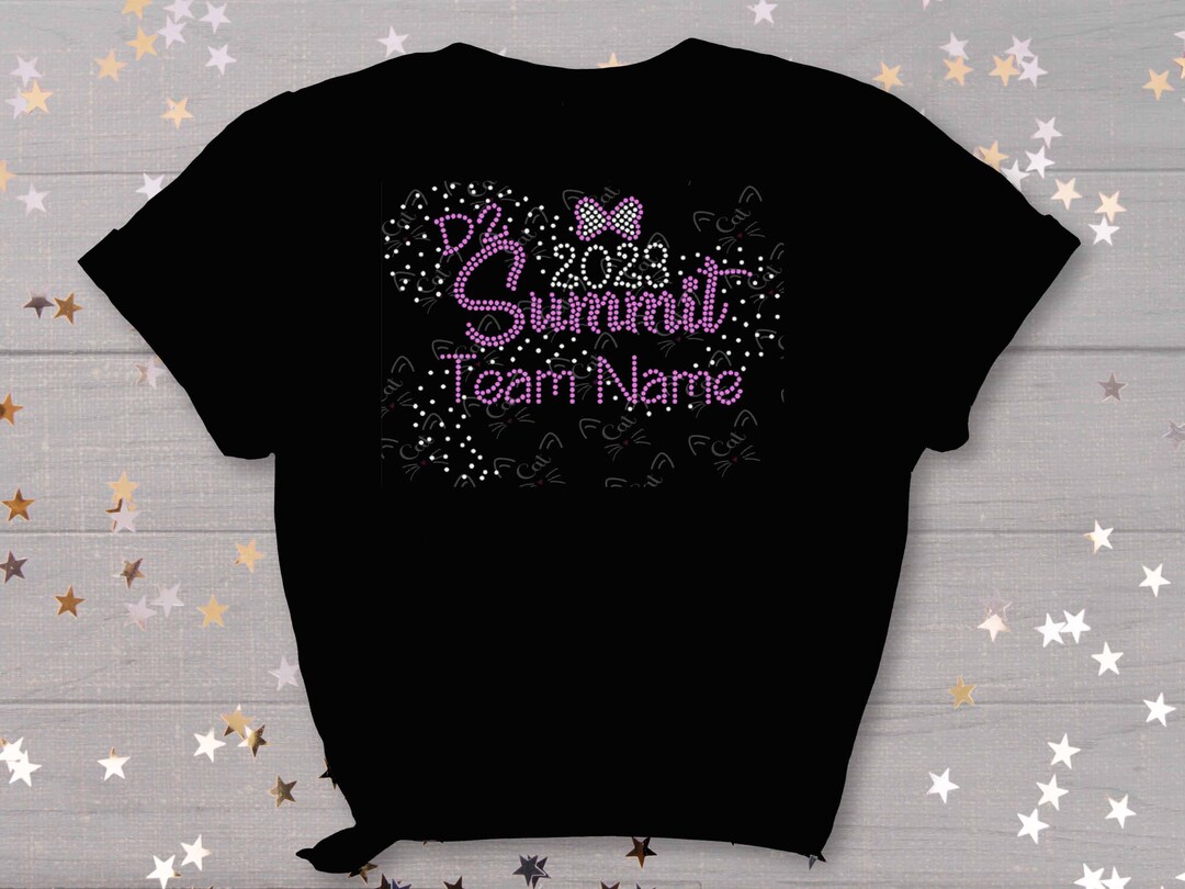 Custom D2 Summit Cheer, Team Name Iron on a Shirt, Rhinestone Tee ...
