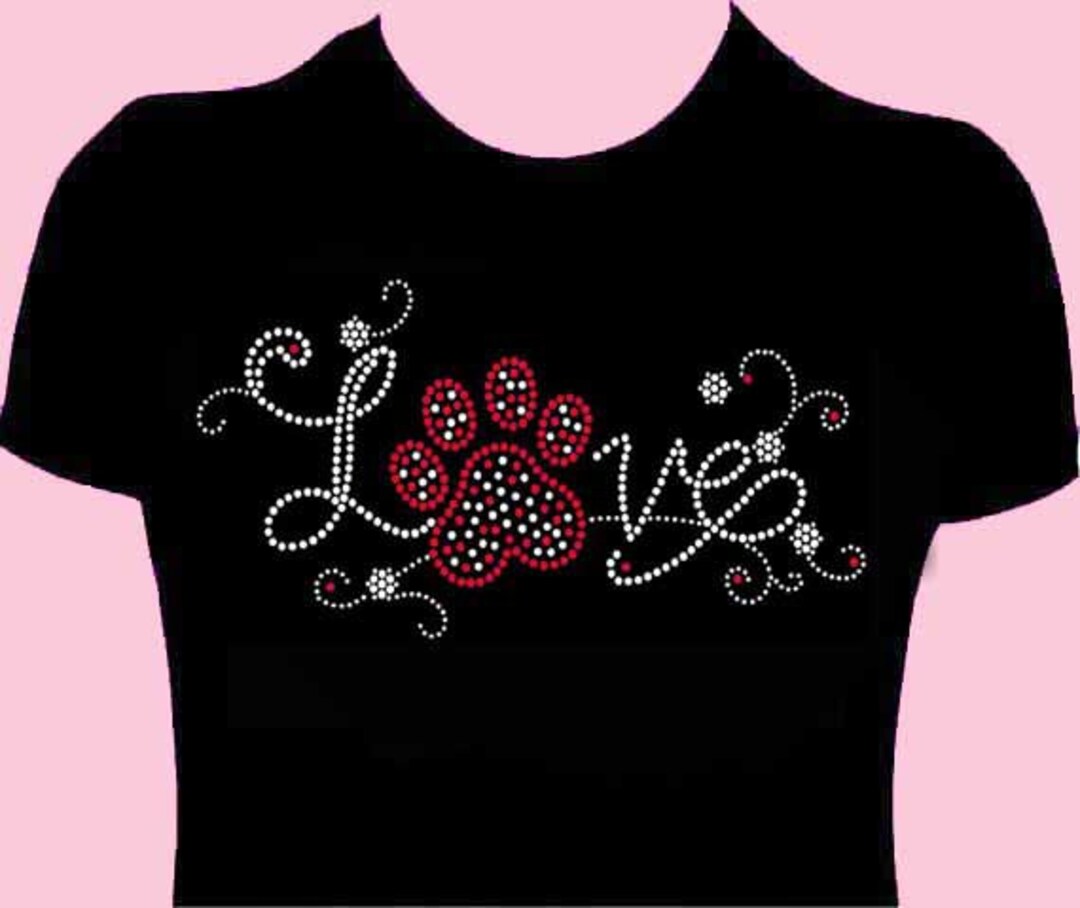 Love Puppy Dog Paw Rhinestone Iron on Transfer Diy - Etsy
