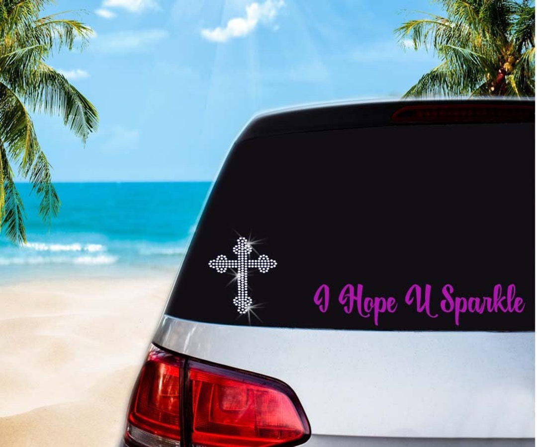Sparkly Cross Rhinestone Car Decal; Cross Rhinestone Decal; Rhinestone ...