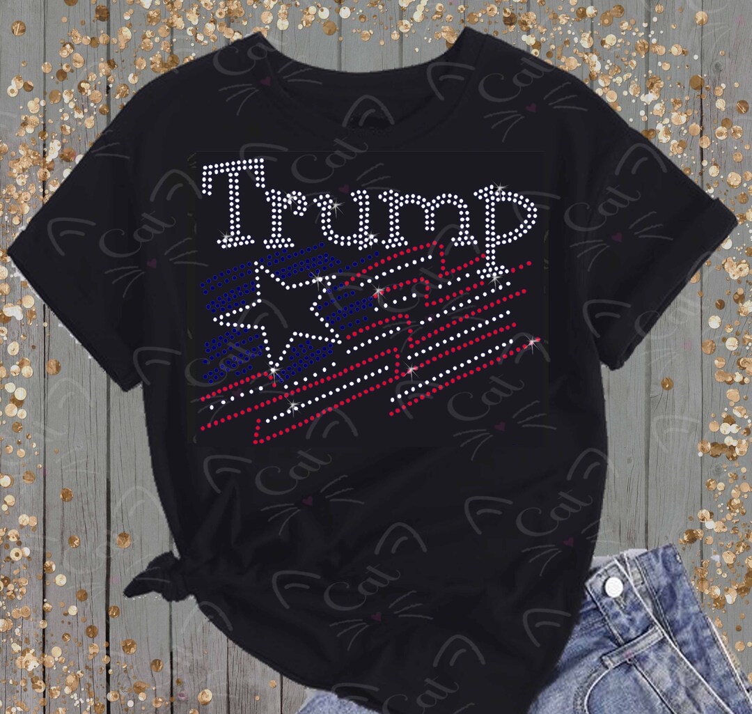 TRUMP, President, American Flag, Rhinestone Iron on Transfer, MAGA ...