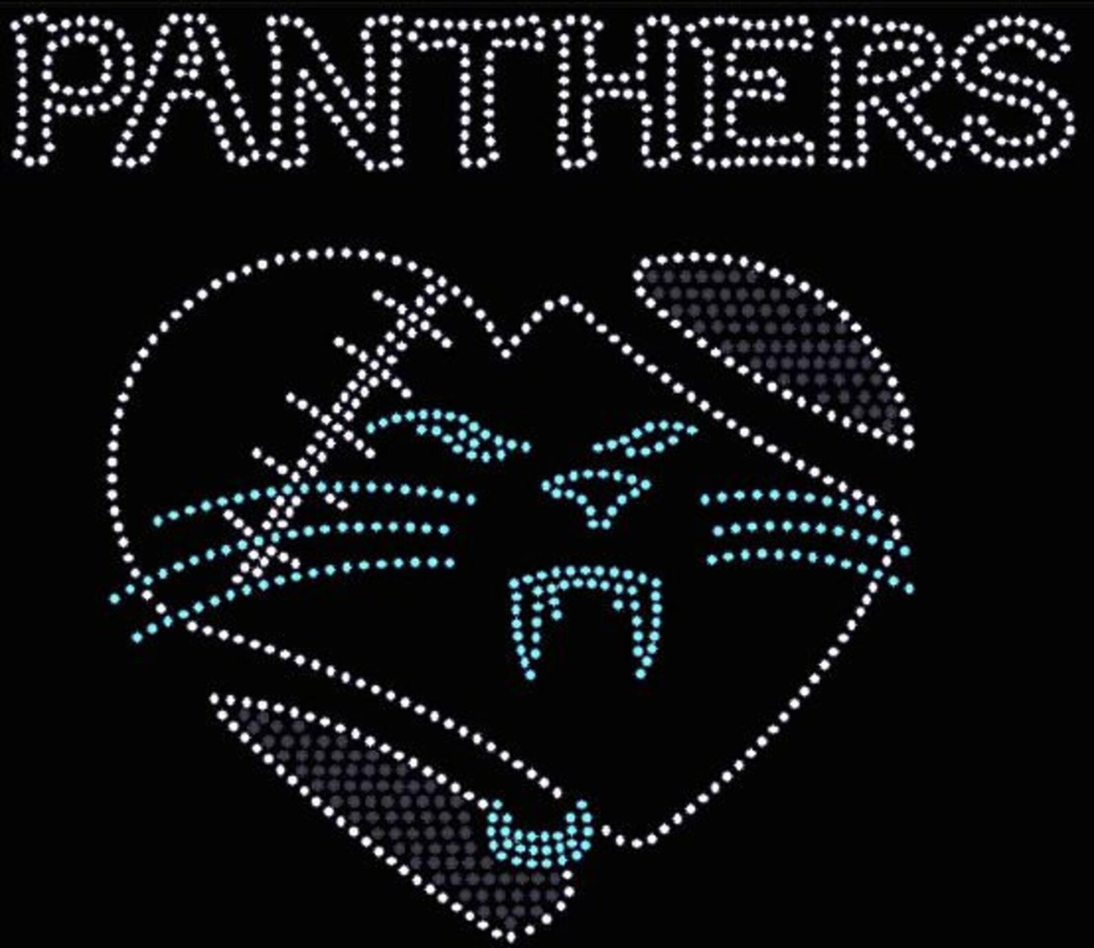 Football Heart Panthers Rhinestone Iron on Transfer - Etsy