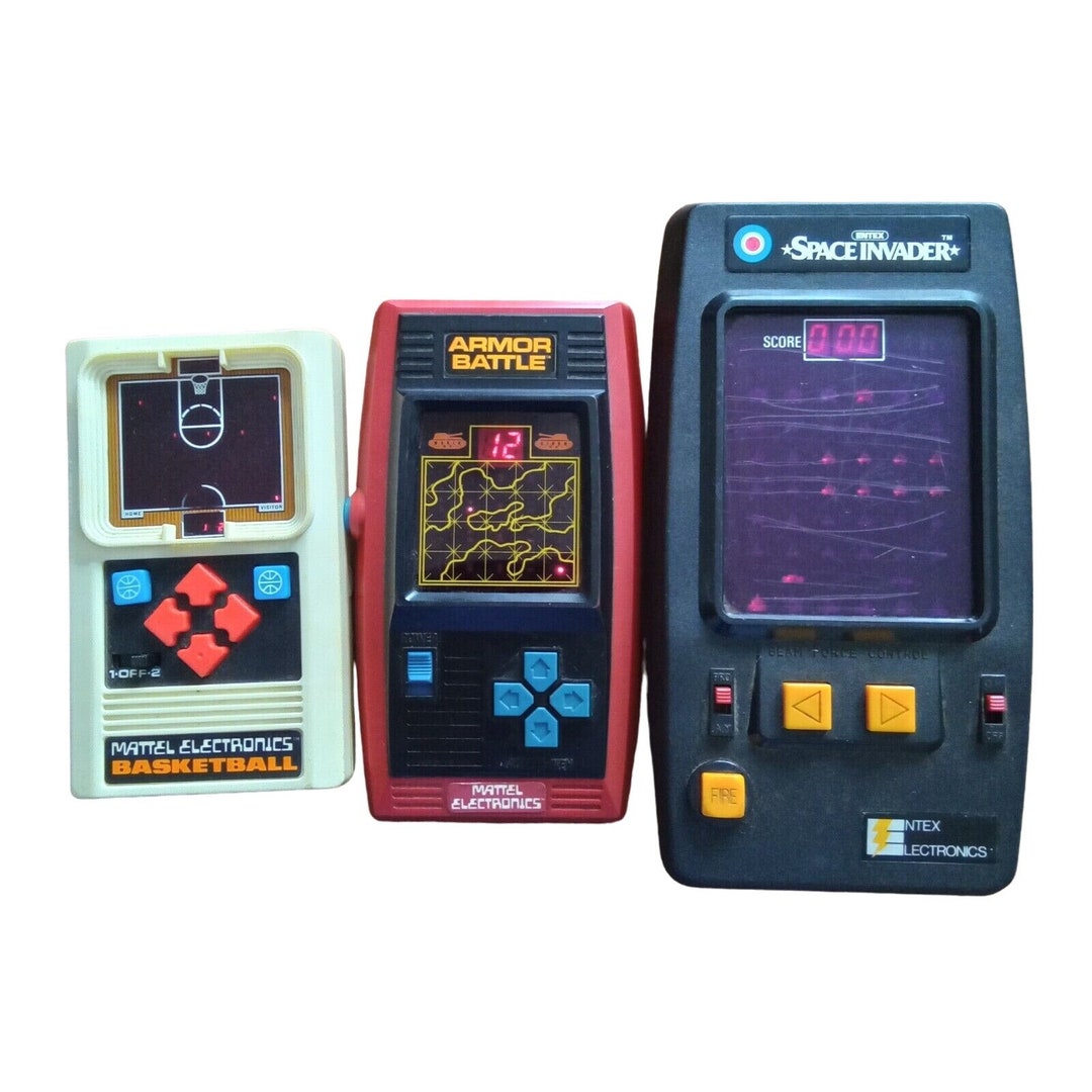 3 Mattel Handheld Games Basketball Armor Battle Intex Space Invader ...