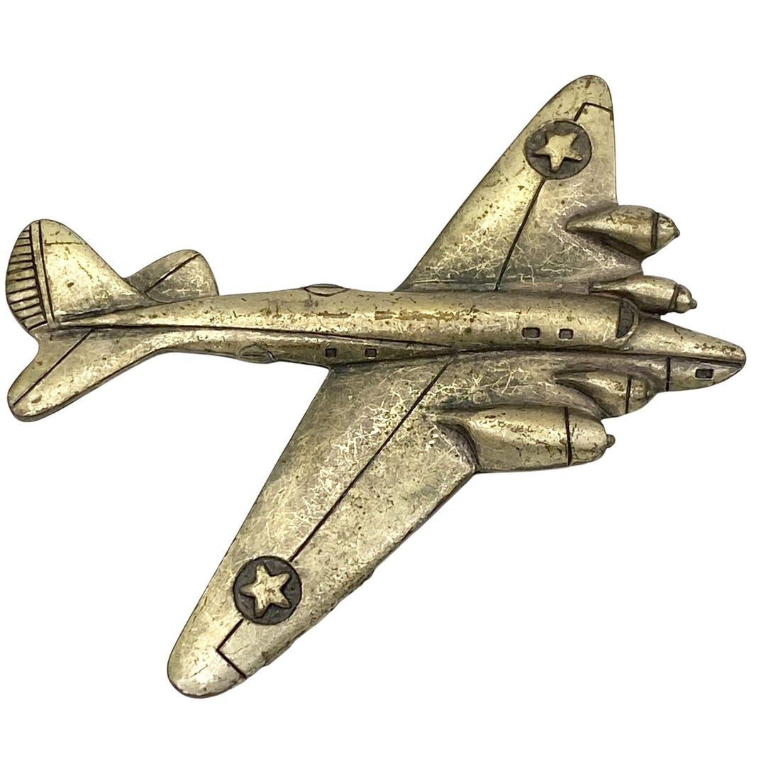 Vintage Brass Military Aircraft Airplane Brooch Pin WWII Aviation War ...