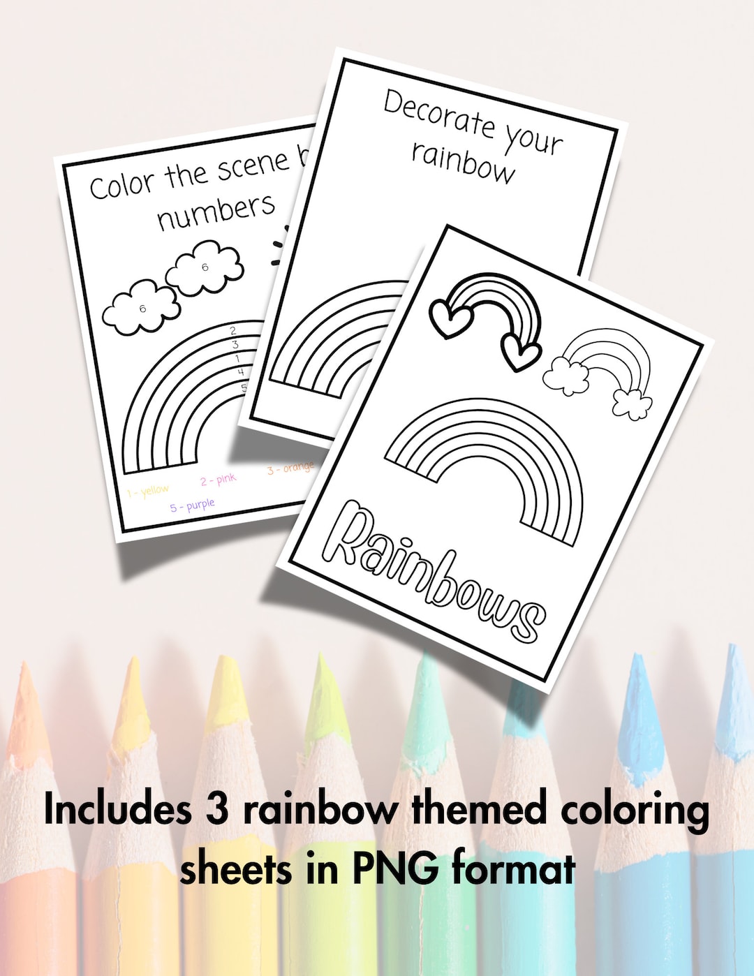 Rainbows, Rainbow Themed Coloring, Coloring Book, Coloring Sheets ...