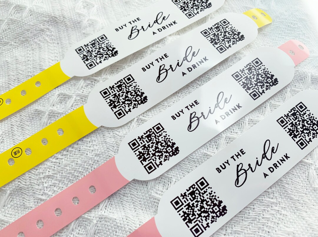 Waterproof Medical Grade Party Wristbands, QR Code Buy the Bride a ...