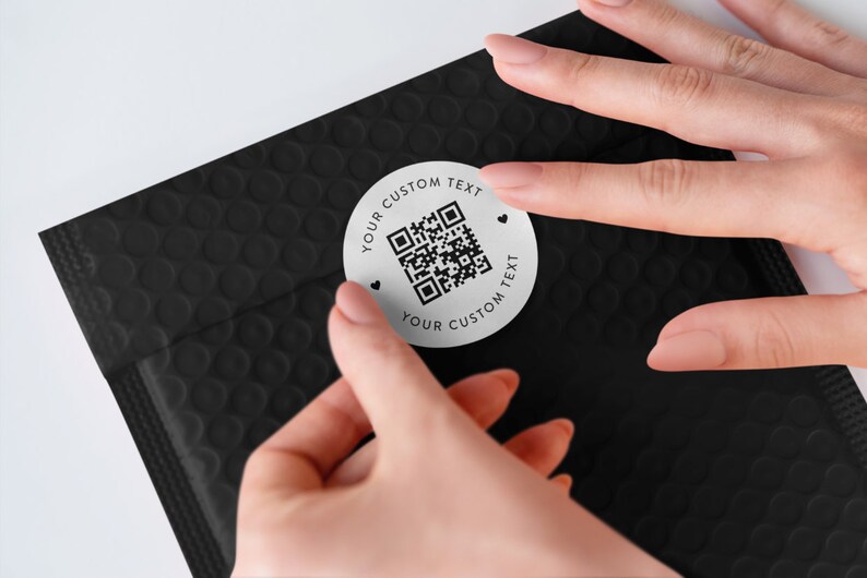 Custom QR Code Package Sticker Custom Text Stickers Business - Etsy