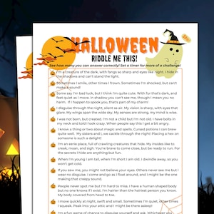 Halloween Riddle Me This Printable Game, Halloween Trivia Game, Fun ...