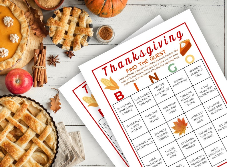 Friendsgiving Bingo Game Printable, Thanksgiving Find the Guest Game ...