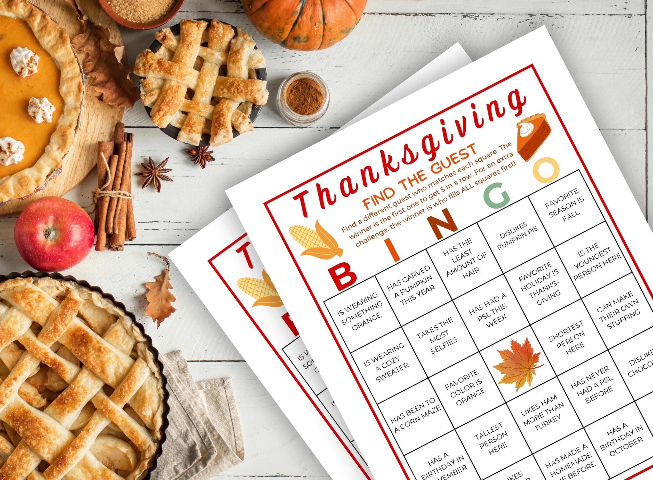 Friendsgiving Bingo Game Printable, Thanksgiving Find the Guest Game ...