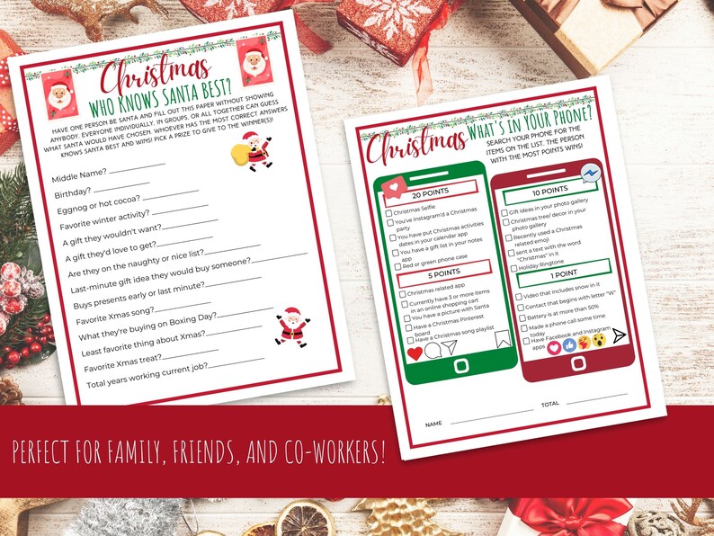 Fun Printable Christmas Party Games Bundle, Office Party Christmas ...