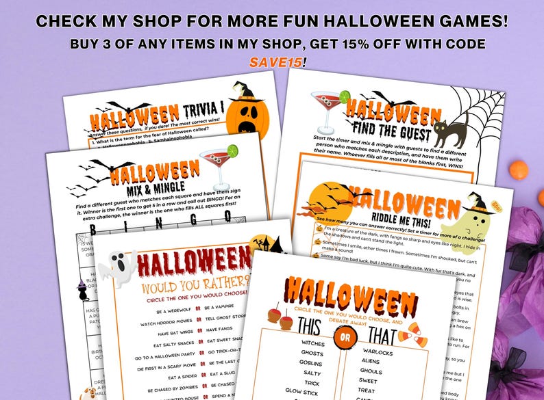 Halloween Trivia Printable Party Game, Halloween Party Games for Teens ...