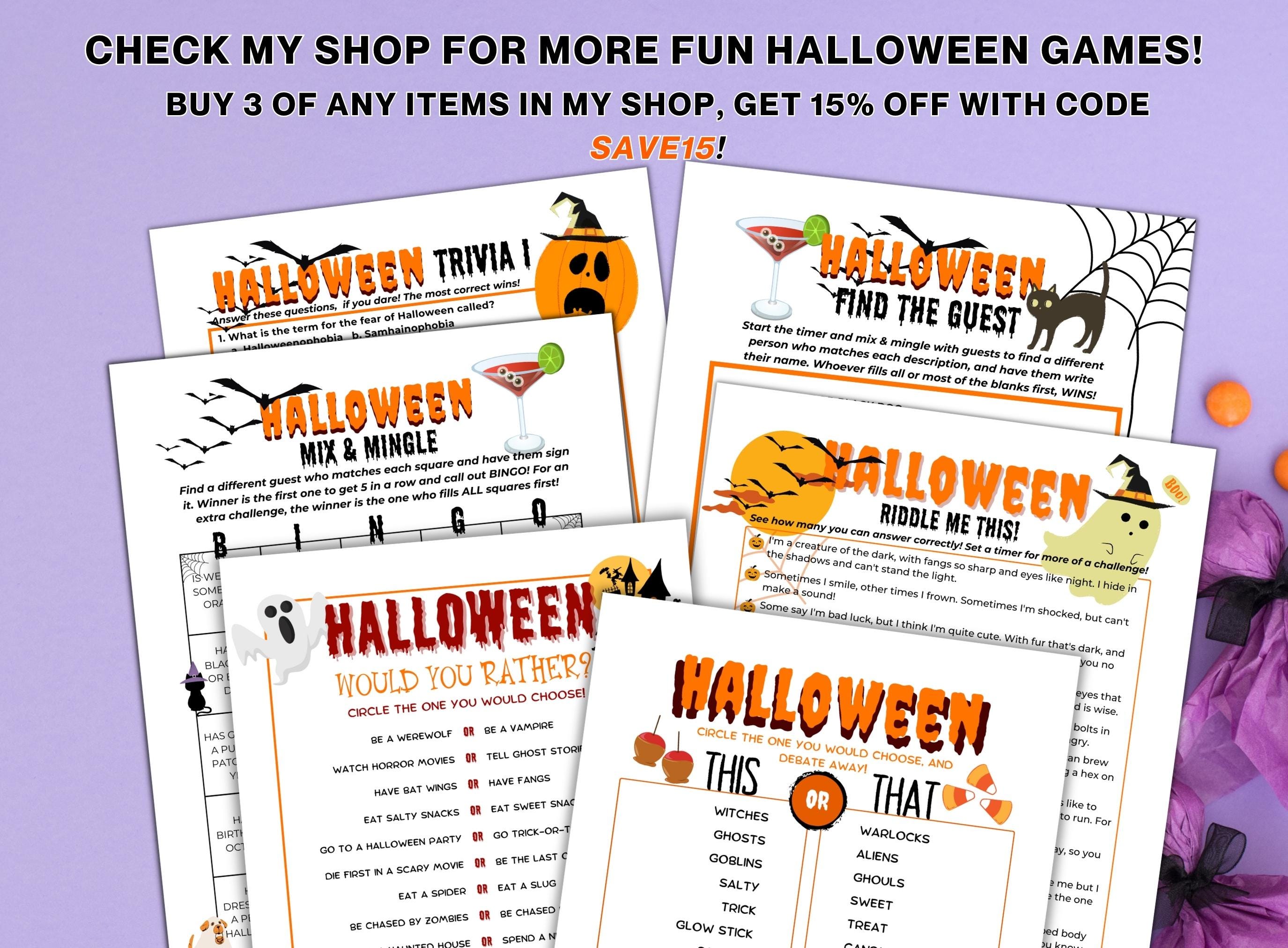 Halloween Trivia Printable Party Game, Halloween Party Games for Teens ...