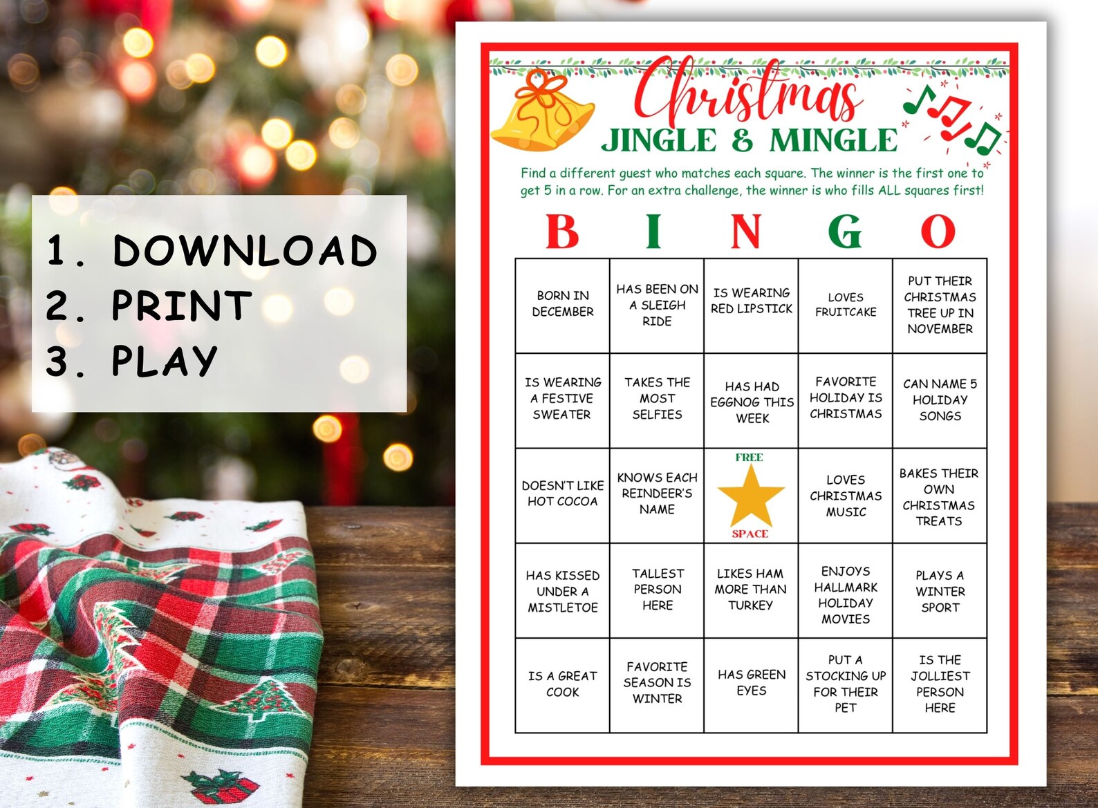 Jingle and Mingle Bingo, Find the Guest Christmas Mingle Bingo ...
