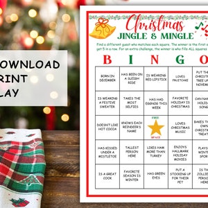 Jingle and Mingle Bingo, Find the Guest Christmas Mingle Bingo ...
