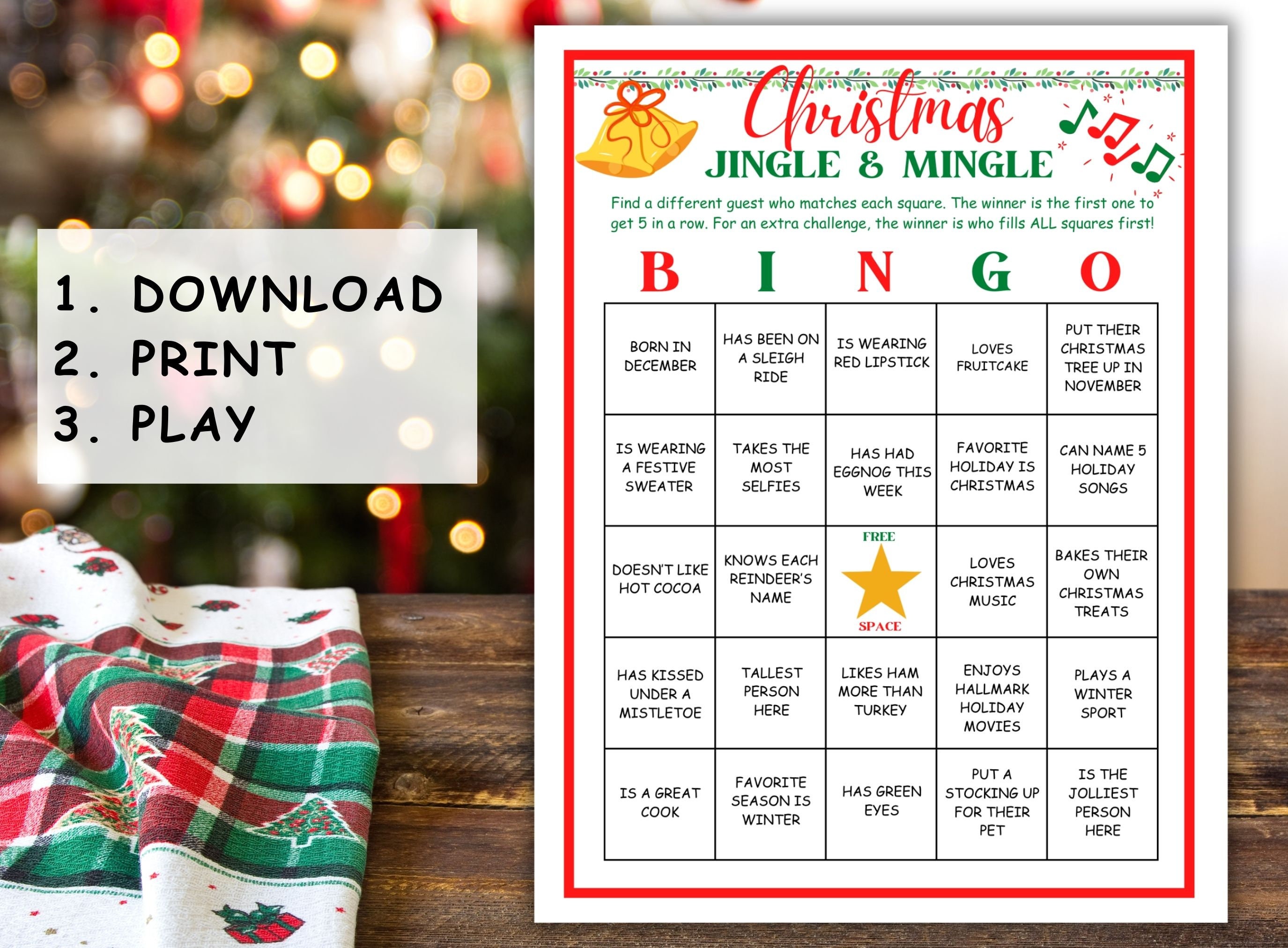 Jingle and Mingle Bingo, Find the Guest Christmas Mingle Bingo ...