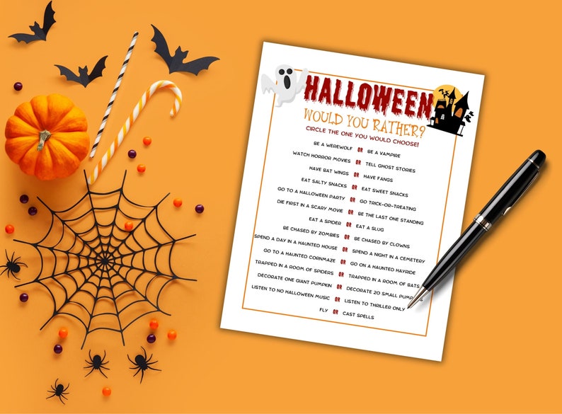 Halloween Would You Rather Printable Game, This or That Activity for a ...