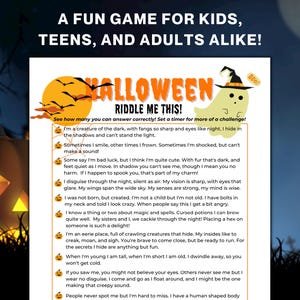 Halloween Riddle Me This Printable Game, Halloween Trivia Game, Fun ...