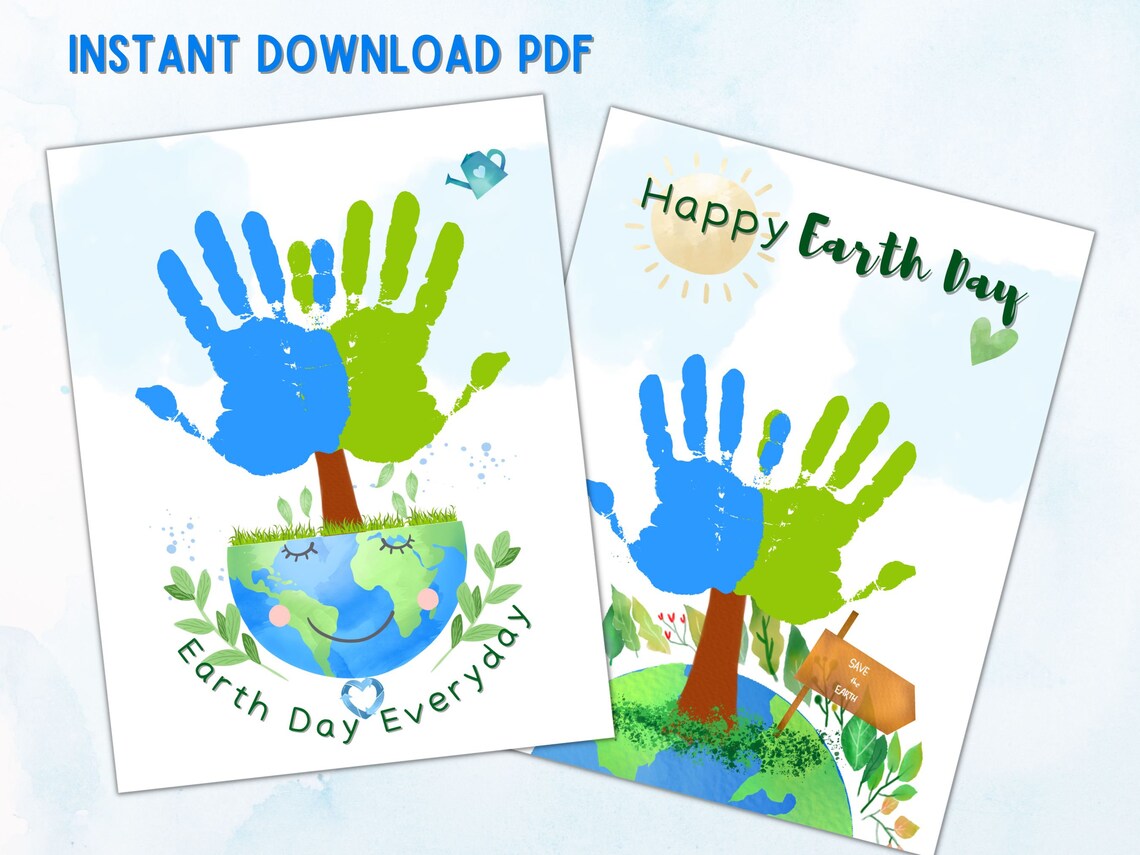 Earth Day Handprint Art Craft, Earth Day Printable Activities ...