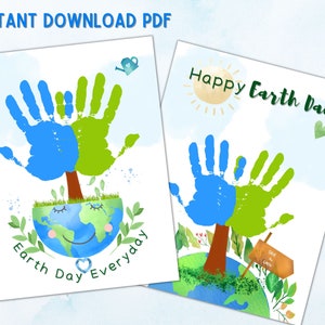 Earth Day Handprint Art Craft, Earth Day Printable Activities ...