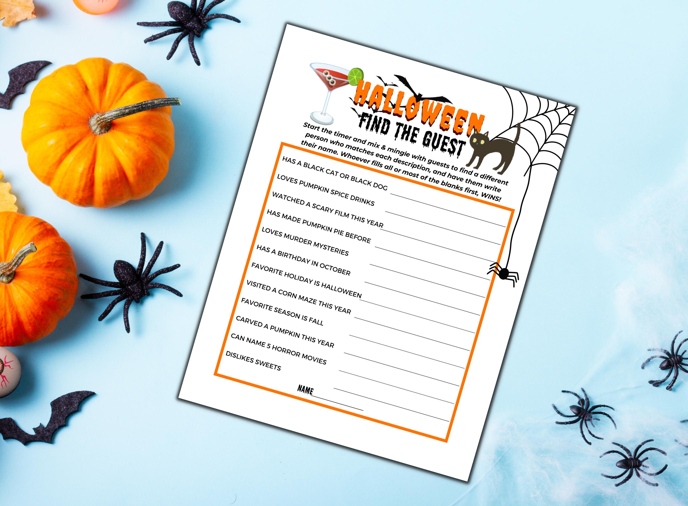 Halloween Find the Guest Printable Party Game, Fun Mix and Mingle ...